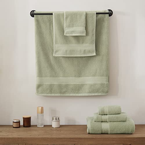 COZYART Luxury Sage Green Bath Towels Set, Turkish Cotton Hotel Large Bath Towels for Bathroom, Thick Bathroom Towels Set of 3 with 1 Bath Towel, 1 Hand Towel, 1 Washcloth, 650 GSM…