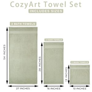 COZYART Luxury Sage Green Bath Towels Set, Turkish Cotton Hotel Large Bath Towels for Bathroom, Thick Bathroom Towels Set of 3 with 1 Bath Towel, 1 Hand Towel, 1 Washcloth, 650 GSM…