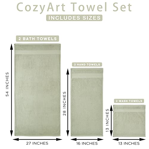 COZYART Luxury Sage Green Bath Towels Set, Turkish Cotton Hotel Large Bath Towels for Bathroom, Thick Bathroom Towels Set of 3 with 1 Bath Towel, 1 Hand Towel, 1 Washcloth, 650 GSM…