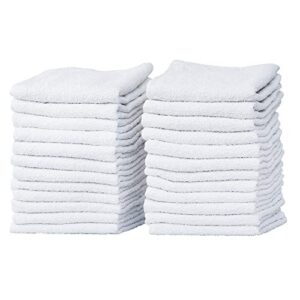 pacific linens 24-pack white thin 100% cotton towel washcloths, lightweight, commercial grade and ultra absorbent