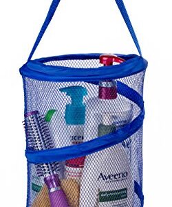 Dorm Shower Caddy – 8” X 12” - Carry Your Sundries Right Into the Shower. Great for College Dorm Life, Gyms, Camping and Travel. Folds Flat for Easy Storage When Not Needed. (Blue)