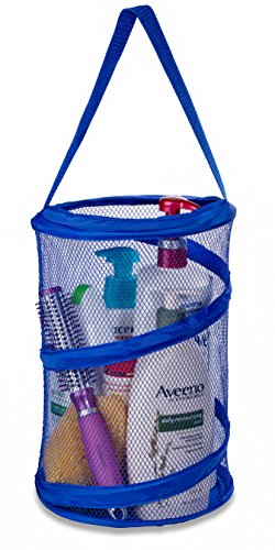 Dorm Shower Caddy – 8” X 12” - Carry Your Sundries Right Into the Shower. Great for College Dorm Life, Gyms, Camping and Travel. Folds Flat for Easy Storage When Not Needed. (Blue)