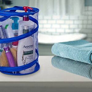 Dorm Shower Caddy – 8” X 12” - Carry Your Sundries Right Into the Shower. Great for College Dorm Life, Gyms, Camping and Travel. Folds Flat for Easy Storage When Not Needed. (Blue)