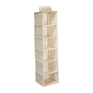 simplify hanging faux jute, easy to assemble, foldable, space saver 6 shelf closet organizer