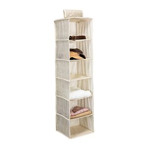 Simplify Hanging Faux Jute, Easy to Assemble, Foldable, Space Saver 6 Shelf Closet Organizer