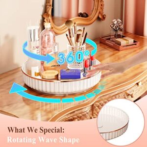 Makeup Organizer, 360 Degree Rotating Cosmetic Display Cases, Lazy Susan Organizer Round Storage (White - 10 inch)