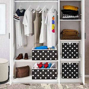 White Polka Dots on Black Background 11x11 Storage Cubes Fabric Storage Cubes Storage Bins with Handles Storage Boxes for Organizing Home, Office, Nursery, Shelf, Closet, Pack of 1