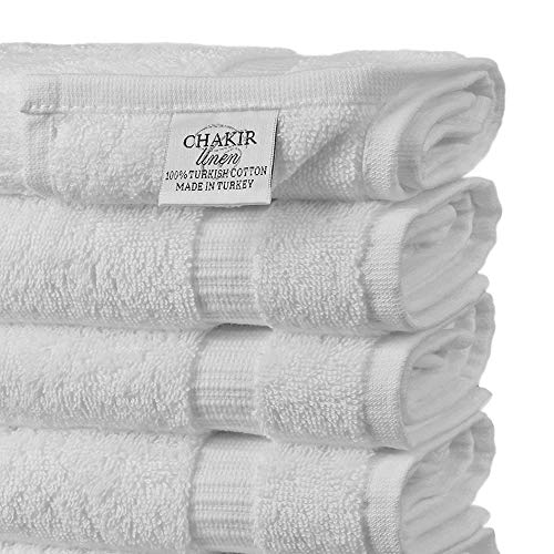 Chakir Turkish Linens 100% Cotton Premium Turkish Washcloths | 13'' x 13'' (Washcloth-12 Piece - White)