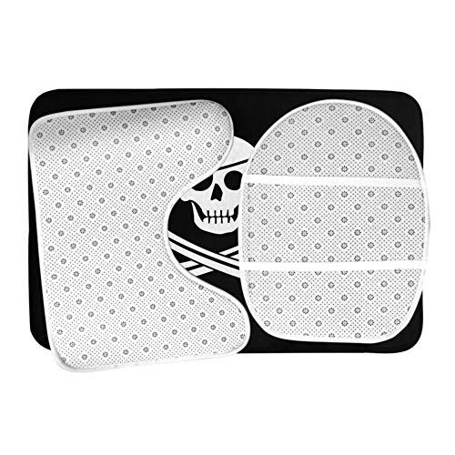 HOSNYE Jolly Roger Pirate Flag Bathroom Rugs and Mats Sets 3 Piece Skull Bayonet Cross Bath Mat U-Shaped Contour Shower Mat Non Slip Toilet Lid Cover