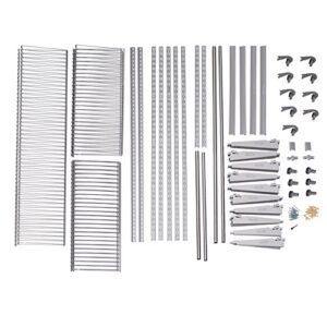 Rubbermaid Configurations Deluxe Closet Kit, Titanium, 4-8 Ft. & Configurations Deluxe Closet Kit, Titanium, 3-6 Ft, Wire Shelving Kit with Expandable Shelving and Telescoping Rods