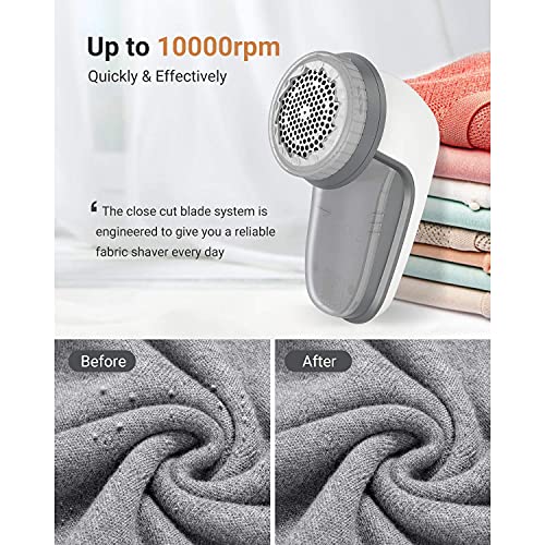 TEZST Fabric Shaver, Rechargeable Electric Lint Remover with USB Charging Cord & Extra Blade Included, 2-Speeds Portable Clothes Shaver with Six Blades for Efficient Bobbles Fuzz Removing