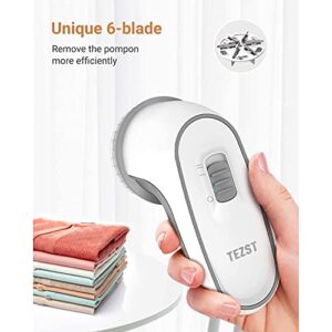 TEZST Fabric Shaver, Rechargeable Electric Lint Remover with USB Charging Cord & Extra Blade Included, 2-Speeds Portable Clothes Shaver with Six Blades for Efficient Bobbles Fuzz Removing