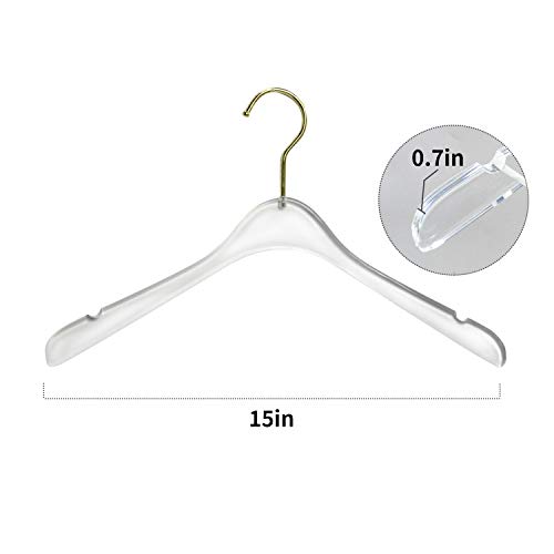 Nisorpa Clear Acrylic Hangers, 20 Pack Clear Non-Slip Hangers with Golden Chrome Steel Hook, Clothes Hangers Space Saving Hanger for Dresses Suit Jacket Sweater Blouse