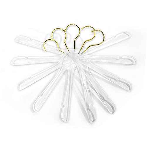 Nisorpa Clear Acrylic Hangers, 20 Pack Clear Non-Slip Hangers with Golden Chrome Steel Hook, Clothes Hangers Space Saving Hanger for Dresses Suit Jacket Sweater Blouse