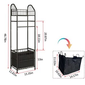 SORCEDAS Towel Rack Standing Bathroom Shelf Laundry Hamper Basket Metal Wire Storage Organizer for Laundry Room Bedroom Living Room, Black