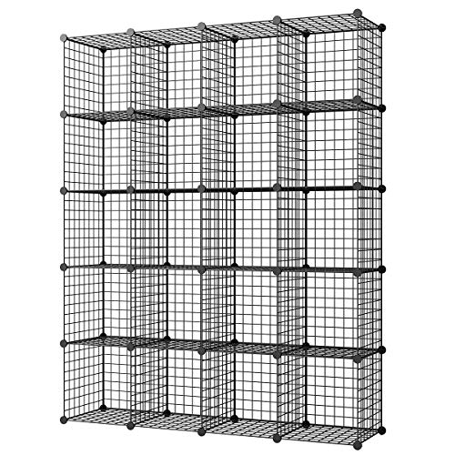 KOUSI Storage Cube - 14"x14" Cube (20 Cubes) Organizer Stackable Cubes for Storage Cubby Unit Wire Bookshelf, Black Wire