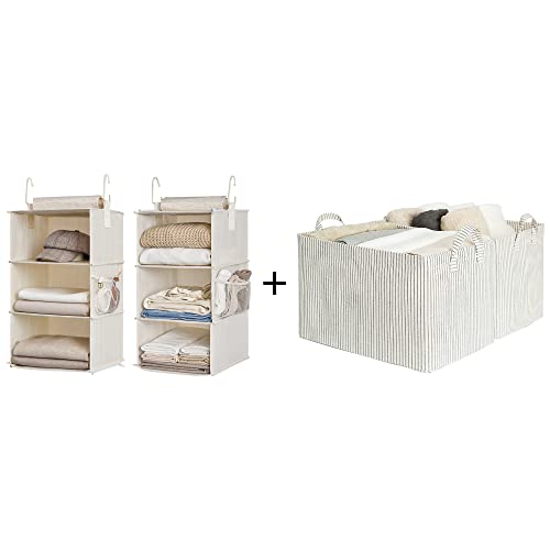 StorageWorks Two 3-Shelf Separable Closet Hanging Shelves with 2-Pack Storage Bins