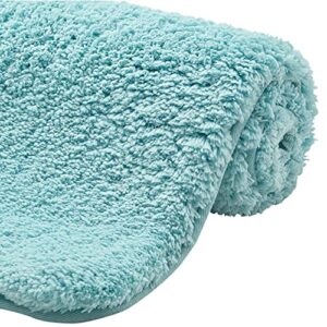 gorilla grip premium luxury bath rug, absorbent, soft, thick shag, bathroom mat rugs, machine wash, microfiber dries quickly, mats for bath room, shower, bathtub and spa floors, 24x17, spa blue