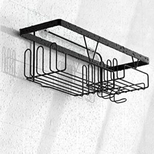 2-Pack Shower Caddy with Hooks Adhesive Shelf Shower Organizer Bathtub Storage Accessories, No Drilling Wall Mounted Stainless Steel Shower Shelves for Inside Shower for Bathtub and Kitchen, Black