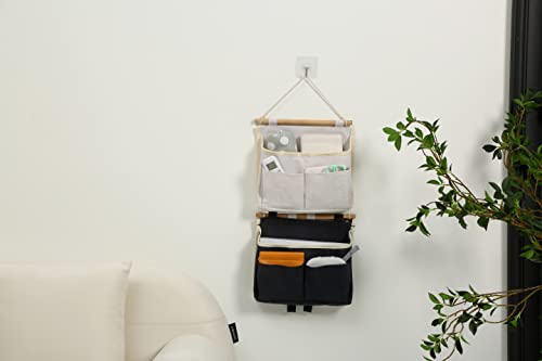 3 Pack Wall Hanging Storage Bags Over The Door Organizer Cotton Linen Fabric Closet Washable Hanging Storage Bag Detachable Foldable Storage Totes for Bedroom Wall Closet Bathroom Dorm