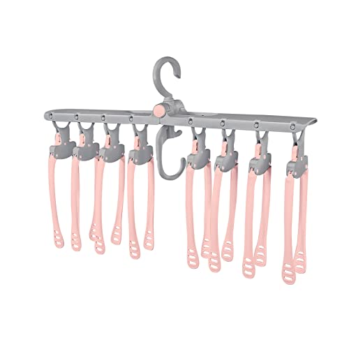 Peivob Collapsible Plastic Clothes Hangers, Hanger Closet Organizer and Storage,Space Saving Hangers with 8 Hangers(Pink)