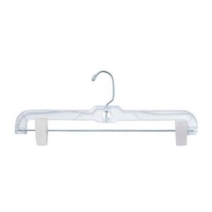 nahanco 600pclh plastic skirt/slack hangers, heavy weight, long hook with plastic clips, 14", clear (pack of 100)