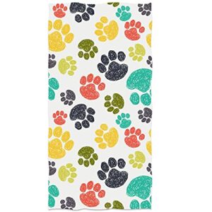 slhets cute dog's paw prints hand towels colorful doodle paw prints small bath towel soft absorbent kitchen dish towels for bathroom/kitchen decoration hotel gym spa sweat towels 13.6 * 29'