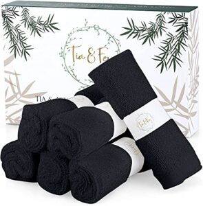 t&f face cloths 6 pack - soft washcloths for face made from bamboo gentle on sensitive skin, organic bamboo set of 6 face towel, women makeup remover reusable absorbent washcloths 10 x 10 inch (black)