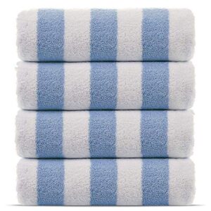 chakir turkish linens premium quality 100% cotton turkish cabana thick stripe pool beach towels 4-pack (light blue, 30x60 inch)