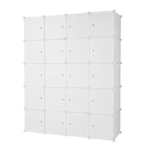 FOPEAS Maximize Space with Modular Cube Organizer - Stackable Plastic Closet Organizers with Hanging Rod Multifunctional Storage Cabinets and Shelves