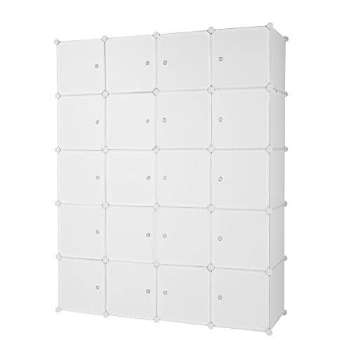 FOPEAS Maximize Space with Modular Cube Organizer - Stackable Plastic Closet Organizers with Hanging Rod Multifunctional Storage Cabinets and Shelves