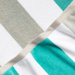 Amazon Basics Oversized Premium Cotton Beach Towel - Pop Stripe - Turquoise/Gray, 36" x 72", 2-Pack