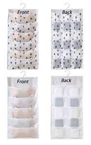 anller hanging shelves, dual sided wall shelf wardrobe storage bags, closet hanging pockets with rotating metal hanger, for bra socks underwear underpants, 2 pack