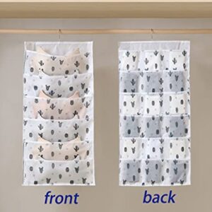 Anller Hanging Shelves, Dual Sided Wall Shelf Wardrobe Storage Bags, Closet Hanging Pockets with Rotating Metal Hanger, for Bra Socks Underwear Underpants, 2 Pack