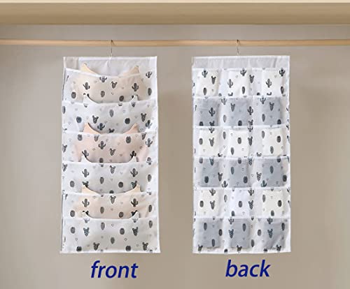 Anller Hanging Shelves, Dual Sided Wall Shelf Wardrobe Storage Bags, Closet Hanging Pockets with Rotating Metal Hanger, for Bra Socks Underwear Underpants, 2 Pack