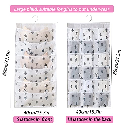 Anller Hanging Shelves, Dual Sided Wall Shelf Wardrobe Storage Bags, Closet Hanging Pockets with Rotating Metal Hanger, for Bra Socks Underwear Underpants, 2 Pack