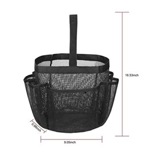 Quick Dry Mesh Shower Caddy, Hanging Shower Tote Bag Toiletry Bath Organizer Makeup Comestic Storage Bag Basket with 8 Storage Pockets for Home Gym Travel Dorm Bathroom Washing Bag Case with Handle