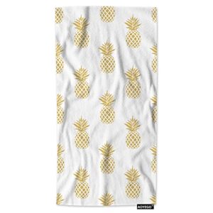 aoyego gold pineapple towels fruit tropical food soft highly absorbent large hand towels for bathroom hotel gym and spa 15x30 inch