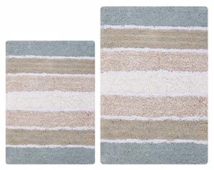 bathroom rugs luxury stripe bath rug set 21x32-17x24 spa grey-beige,2piece mat set, soft plush anti-skid shower rug +toilet mat.shaggy carpet, super absorbent mats, machine washable bath mat,