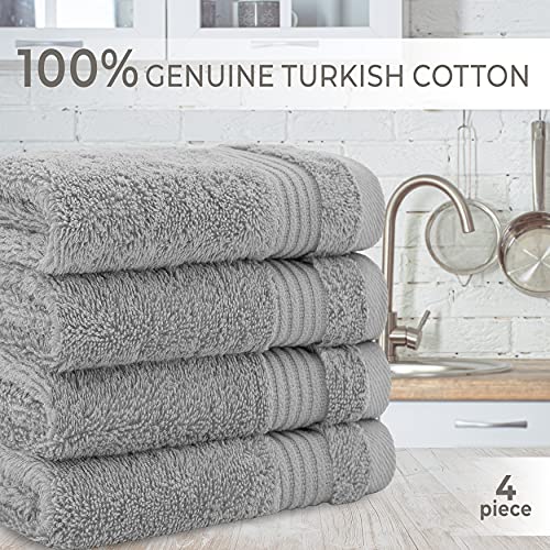 Cotton Paradise Washcloths for Bathroom, 13 x 13 Inch 100% Turkish Cotton Towels Soft Absorbent Luxury Washcloths, Small Hand Face Towels, Light Gray Washcloths