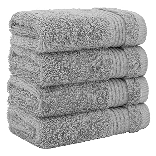 Cotton Paradise Washcloths for Bathroom, 13 x 13 Inch 100% Turkish Cotton Towels Soft Absorbent Luxury Washcloths, Small Hand Face Towels, Light Gray Washcloths