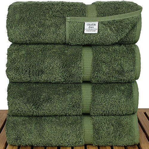 Chakir Turkish Linens Turkish Cotton Luxury Hotel & Spa Bath Towel, Bath Towel - Set of 4, Moss