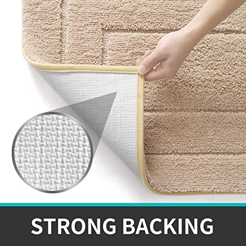 DEXI Bathroom Rug Mat, Extra Soft Absorbent Premium Bath Rug, Non-Slip Comfortable Bath Mat, Carpet for Tub, Shower, Bath Room, Machine Wash Dry, 16"x24", Beige