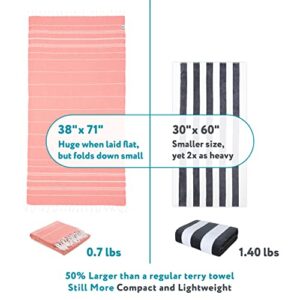 WETCAT Turkish Beach Towel Oversized 38x71 100% Cotton Sand Free Quick Dry Swim Towel Extra Large Turkish Towel Light Travel Towel for Adults Beach Gifts Beach Accessories - Dark Coral