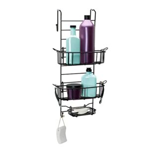 zenna home hanging over-the-shower door caddy, heritage bronze