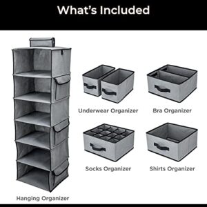 Haning Closet Organizer - Declutter Your Dresser & Wardrobe with This Sturdy, Multi-Compartment Storage Solution - Keep Your Clothes Fresh & Accessible