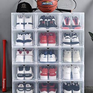 Storage Shoes Box Stackable Clear Plastic Organizer for Sneakers Collection Plastic Storage Container Set of 4 (Transparent)