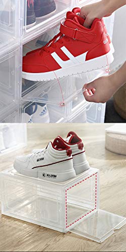 Storage Shoes Box Stackable Clear Plastic Organizer for Sneakers Collection Plastic Storage Container Set of 4 (Transparent)