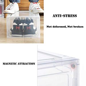 Storage Shoes Box Stackable Clear Plastic Organizer for Sneakers Collection Plastic Storage Container Set of 4 (Transparent)