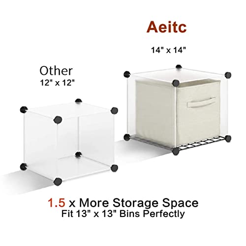 Aeitc 16 Storage Cubes -14’’x14’’ Cube, More Sturdy (add Wire Panel), DIY Clothes Organizer, Craft Cube Storage with Doors, Bookshelf Units, Toy Storage Cabinets